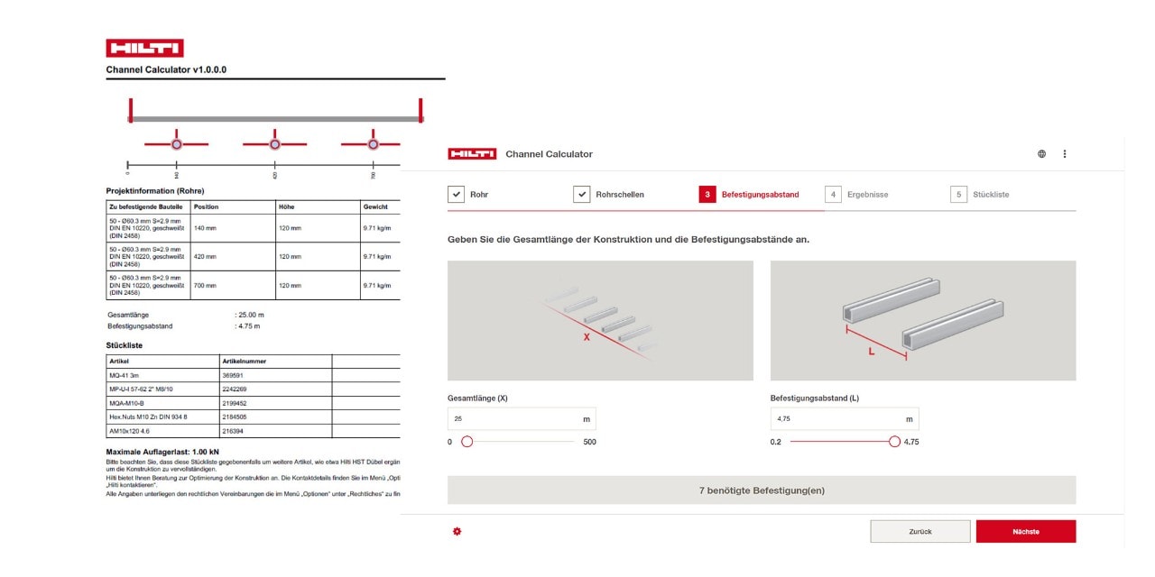 Hilti Channel Calculator App - Hilti Deutschland