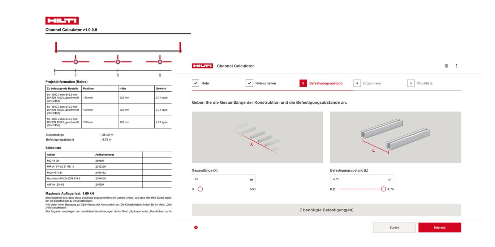 Hilti Channel Calculator App - Hilti Deutschland
